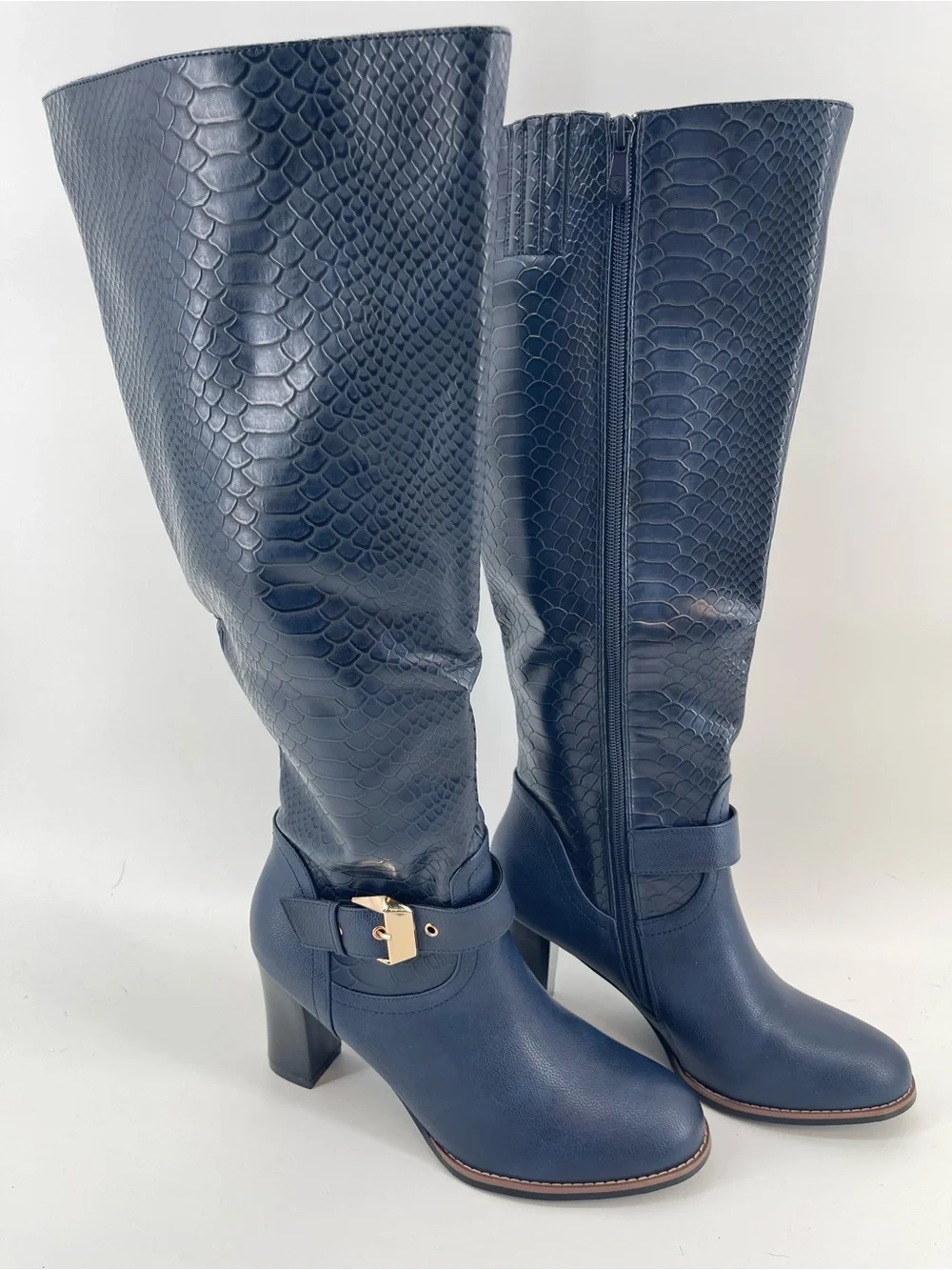 Ann Creek | Shoes | New Ann Creek Navy Blue Kneehigh Block Heeled 9m ...